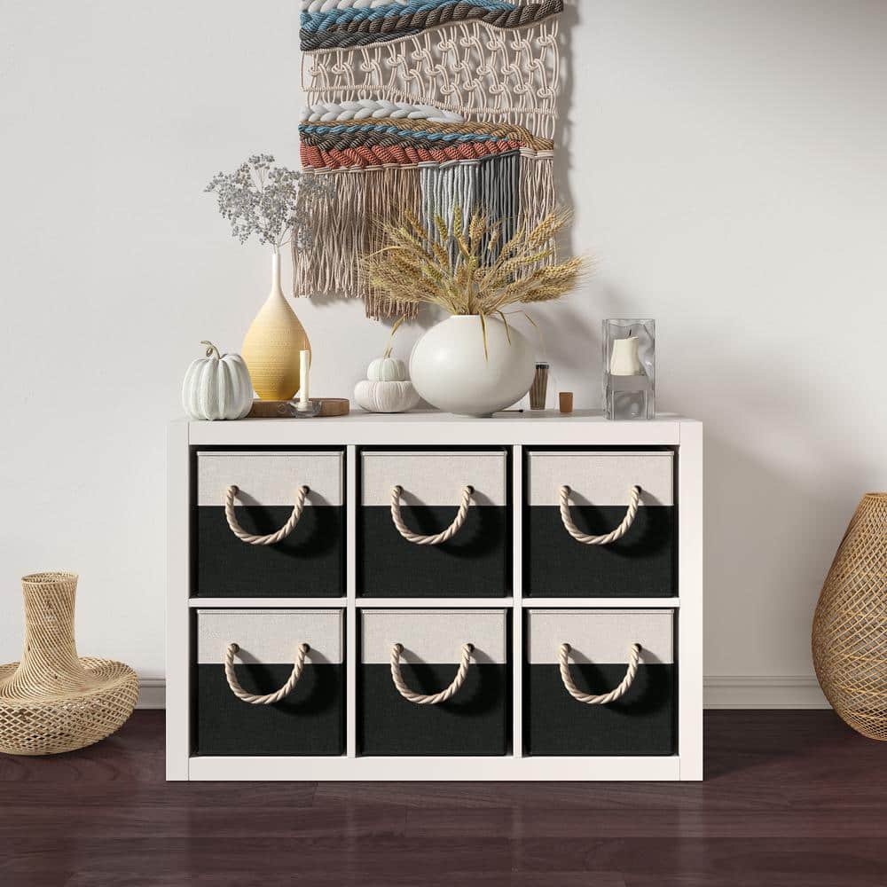 Ornavo Home 6-Pack Foldable Fabric Storage Cube Bins Linen Shelf Basket ...