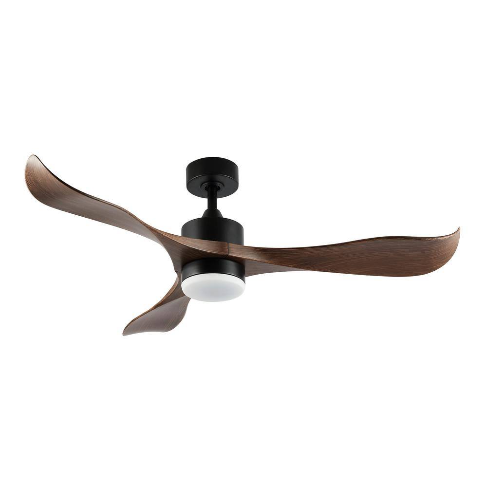 WINGBO 52 in. Modern Ceiling Fan with Lights and Remote Black Walnut ...