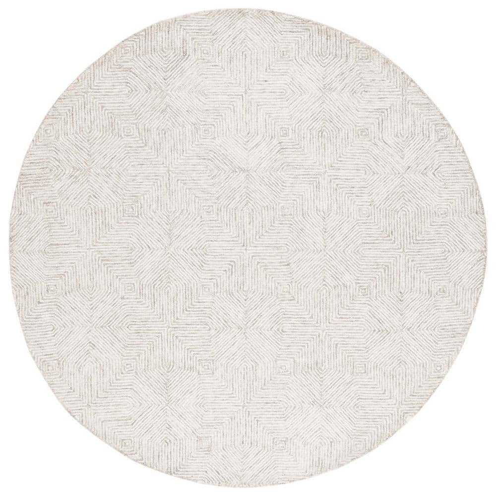 SAFAVIEH Abstract Gray/Ivory 6 ft. x 6 ft. Chevron Medallion Round Area ...