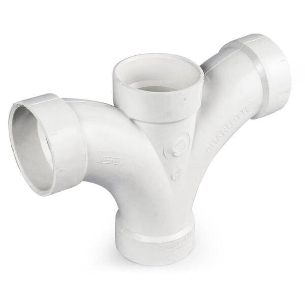 PLUMBFLEX 2" x 2" x 1-1/2" x 1-1/2" PVC DWV Double Fixture Fitting Hub ...
