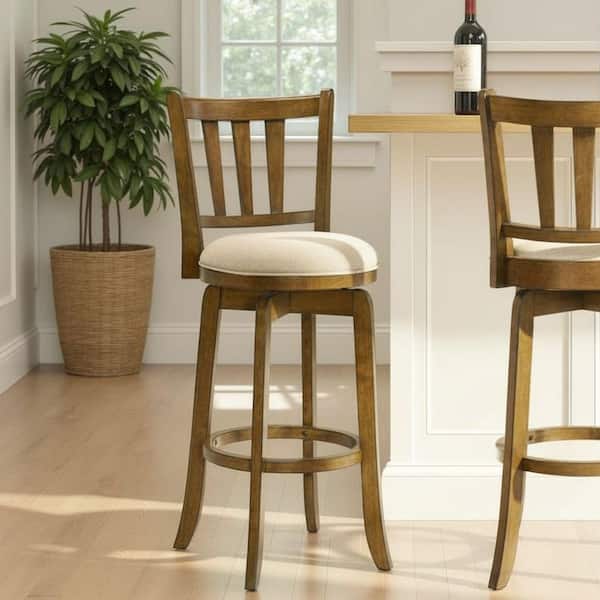 Armen Living Wren 43.5 in. H Light Scone/Sepia Brown High Back Wood Bar ...