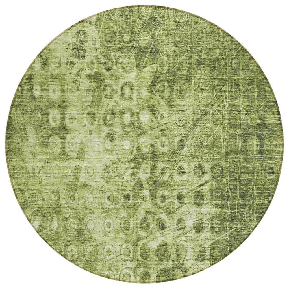 HomeRoots Olive Green 8 Round ft. Woven Ikat Polyester Round Indoor ...