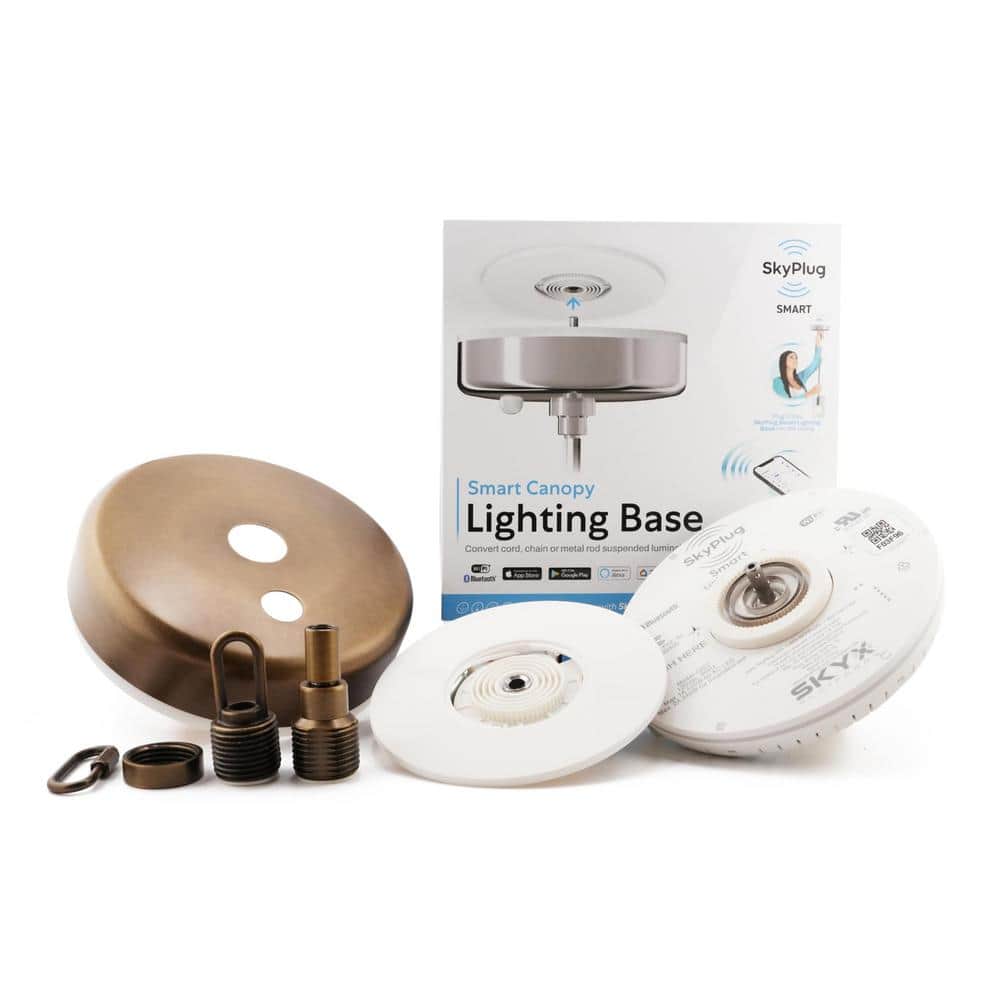 SkyPlug 5 in. Weathered Brass Smart Plug and Play Lighting Base ...