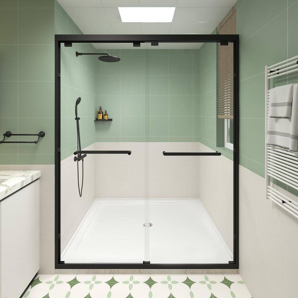 EASYWORC 56-60 in. W x 76 in. H Double Sliding Framed Shower Door in ...