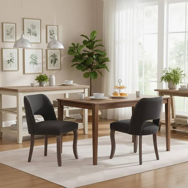 Homy Casa AUDC Modern Curved-Back Upholstered Dining Chair with Hollow ...