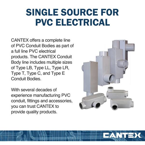 Cantex 1 in. Type LB PVC Conduit Body Conduit Fitting for Cantex PVC ...