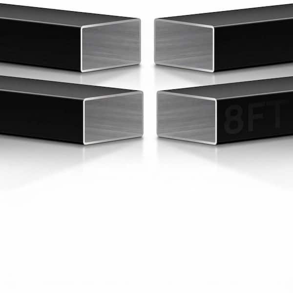 8 in. Aluminum Handrail for Cable Railing System Flat Black with End ...