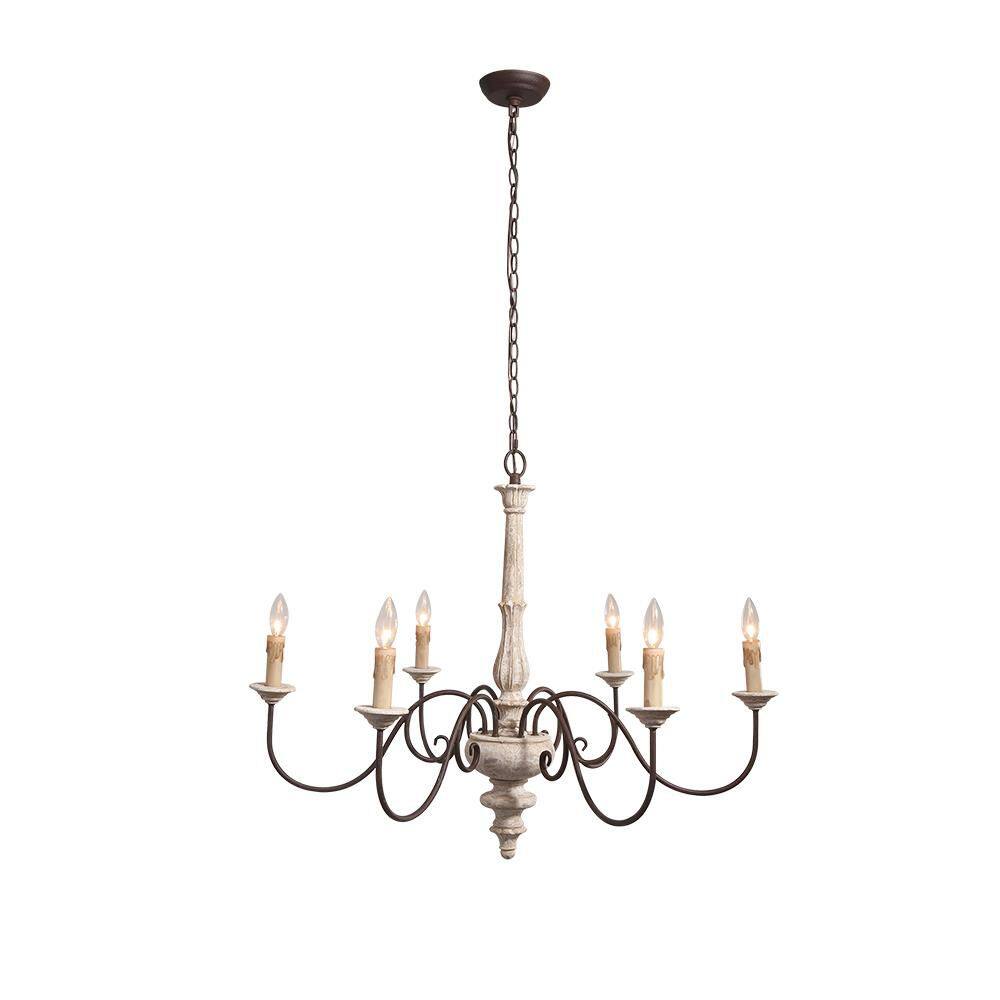 Y'INSP 6 Light Rust Imitation Wood French Country Chandelier Farmhouse ...