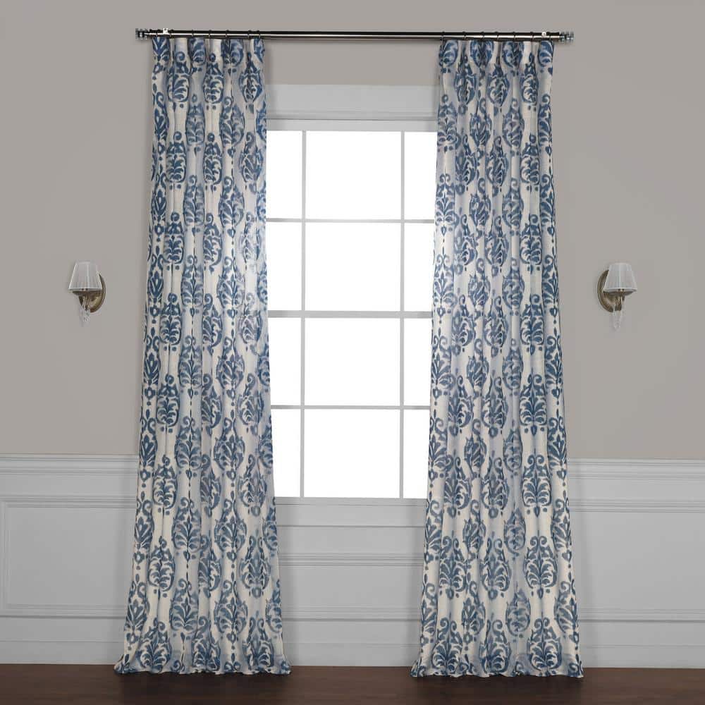 Exclusive Fabrics & Furnishings Fresco Blue Printed Sheer Curtain - 50 ... Exclusive Fabrics & Furnishings Fresco Blue Printed Sheer Curtain - 50 ...