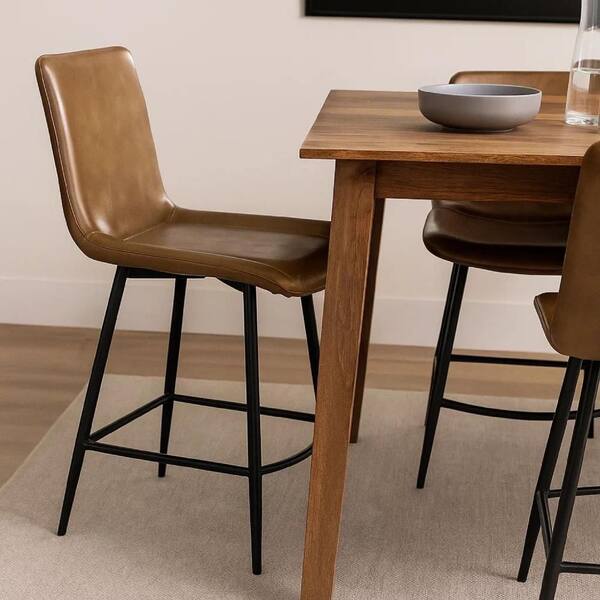 Benjara Isha 42 in. H Brown Full Back Iron Metal Counter Bar Stool with ...