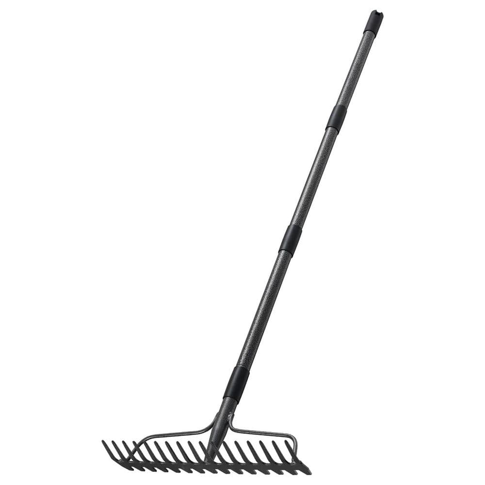 Misopily 63 in. Stainless Steel Handle Metal Rake 17-Tine Heavy Duty ...