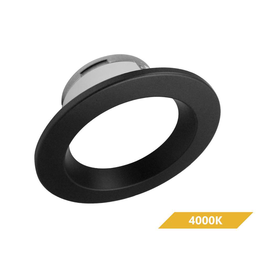 NICOR DLR4 Series 4 in. Black 4000K Integrated LED Recessed Retrofit ...