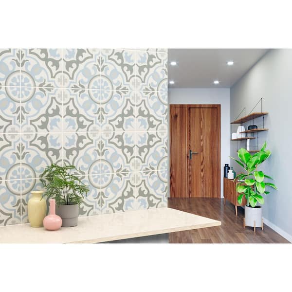 Buy Encaustic Blume 8 in. x 8 in. Matte Porcelain Patterned Look Floor ...