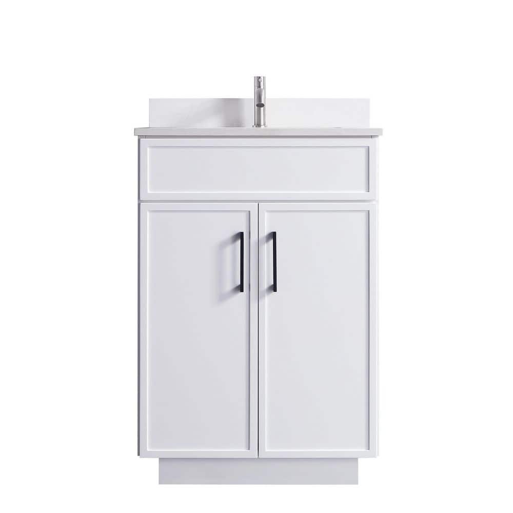 TOOLKISS 24 in. x 22 in. D x 35 in. H Single Sink Bath Vanity in White ...