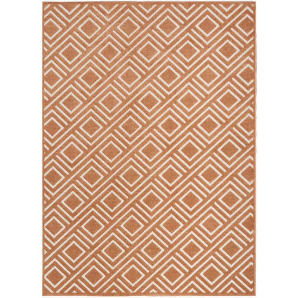 Nourison Casual Copper 7 ft. x 9 ft. Checker Contemporary Area Rug ...