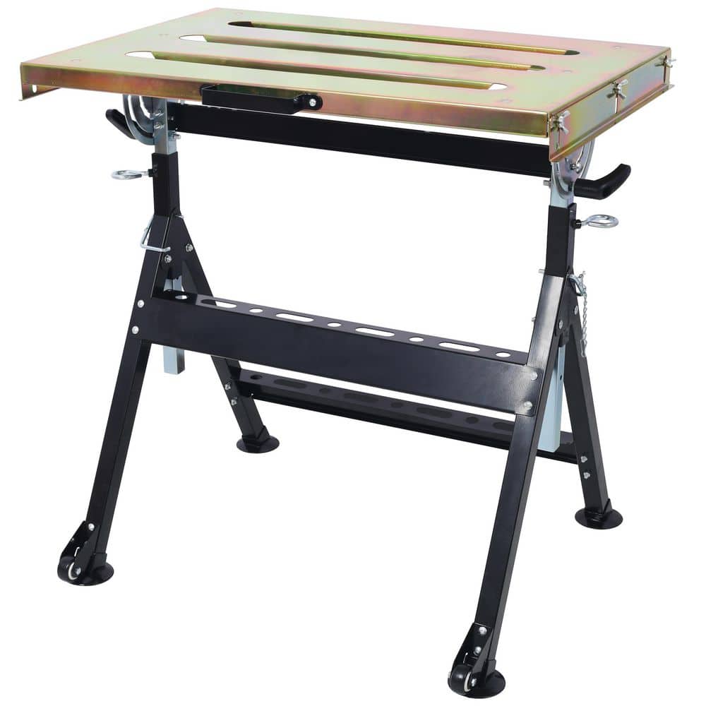 BOPOREA MEGO LLC 30 in. x 20 in. Folding Welding Table-Portable Steel Workbench on Wheels, for ...