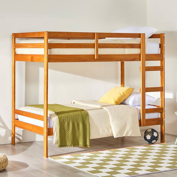 Welwick Designs Caramel Twin Over Twin Modern Wood Bunk Bed HD9944 ... Welwick Designs Caramel Twin Over Twin Modern Wood Bunk Bed HD9944 ...