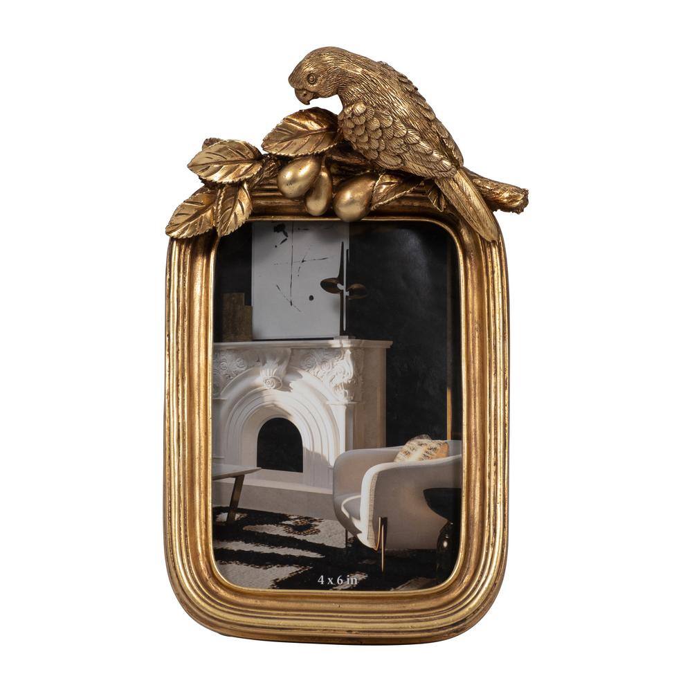 Liv & Skye 6 in. x 9 in. Gold Resin Bird Photo Frame 19101 - The Home Depot