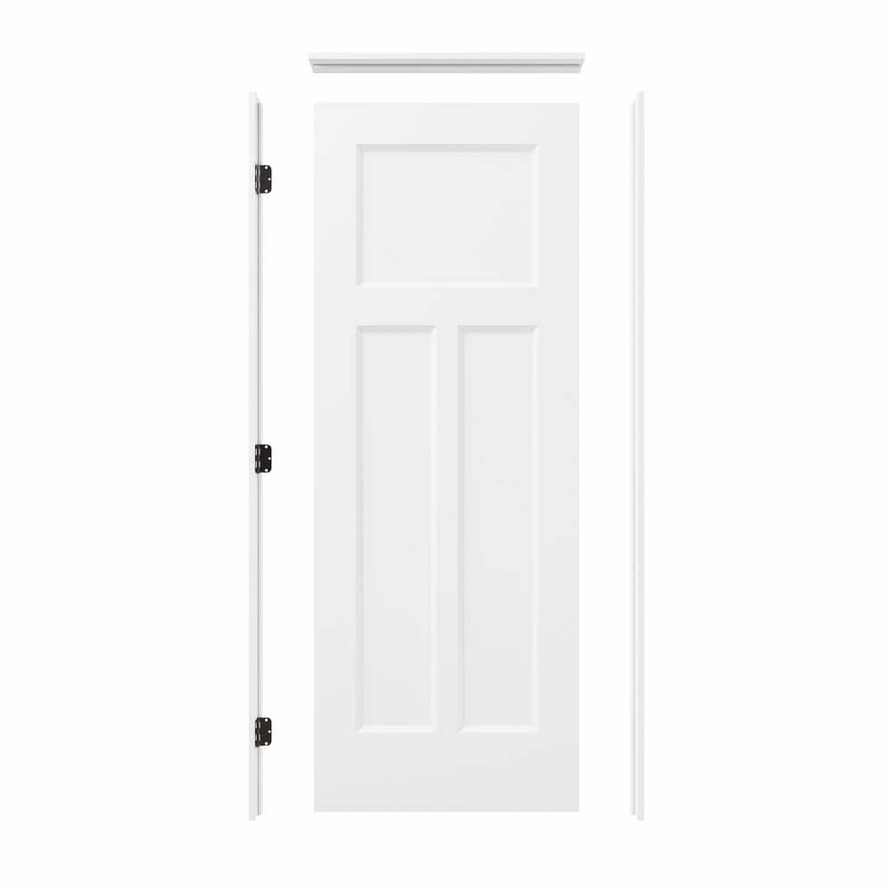 ARK DESIGN 30 in. x 80 in. 3-Panel Right-Handed Painted Solid Core Wood ...