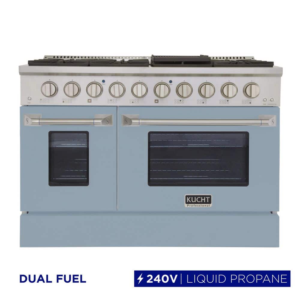 Kucht 48 in. 6.7 cu. ft. 8-Burners Double Oven Dual Fuel Range Propane ...