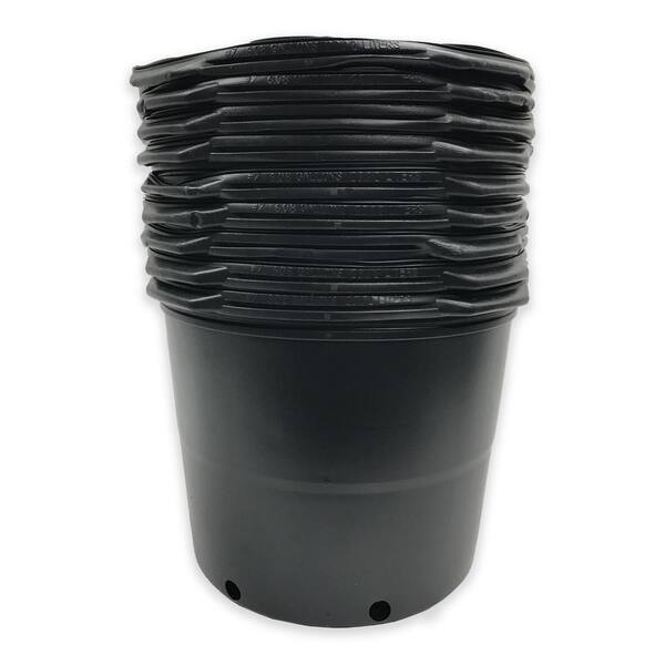 Viagrow 14 in. Dia Black Black Plastic 7 Gal. Nursery Pots (10-Pack ...