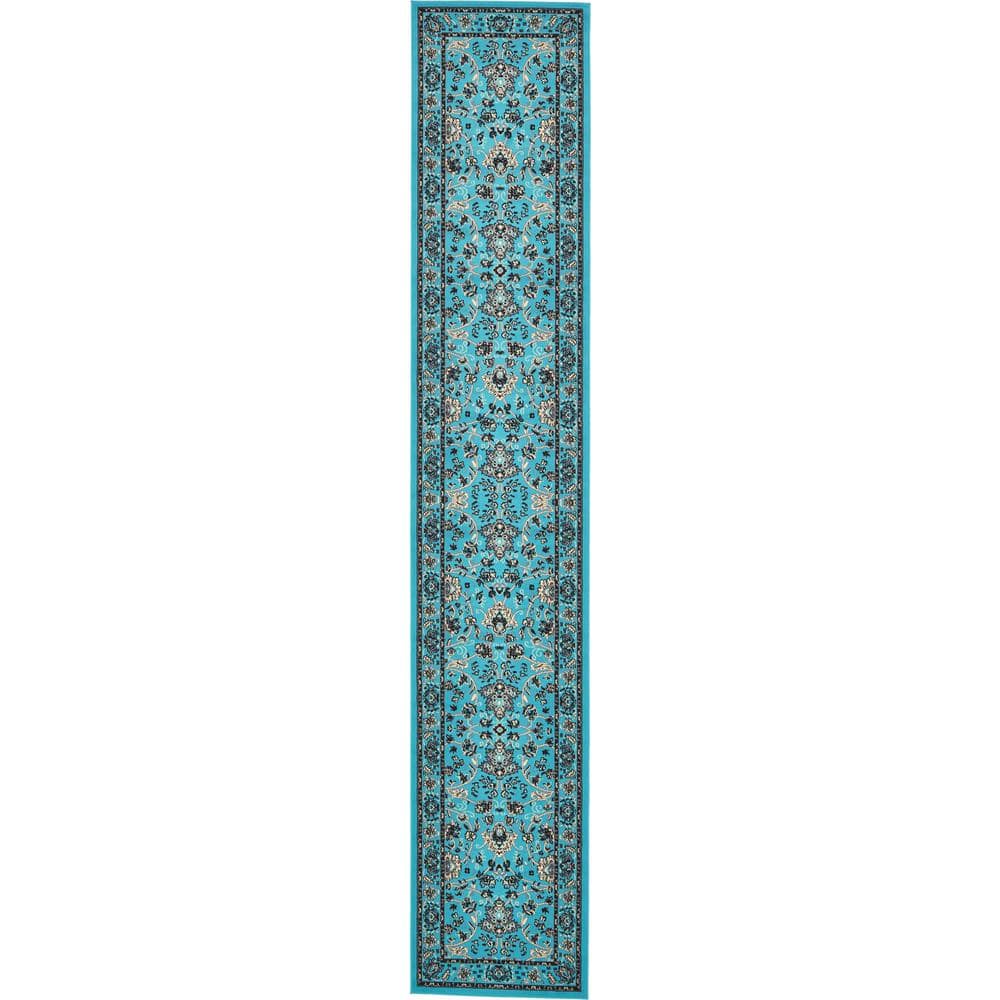 Unique Loom Sialk Hill Washington Turquoise 3' 0 x 16' 5 Runner Rug ...