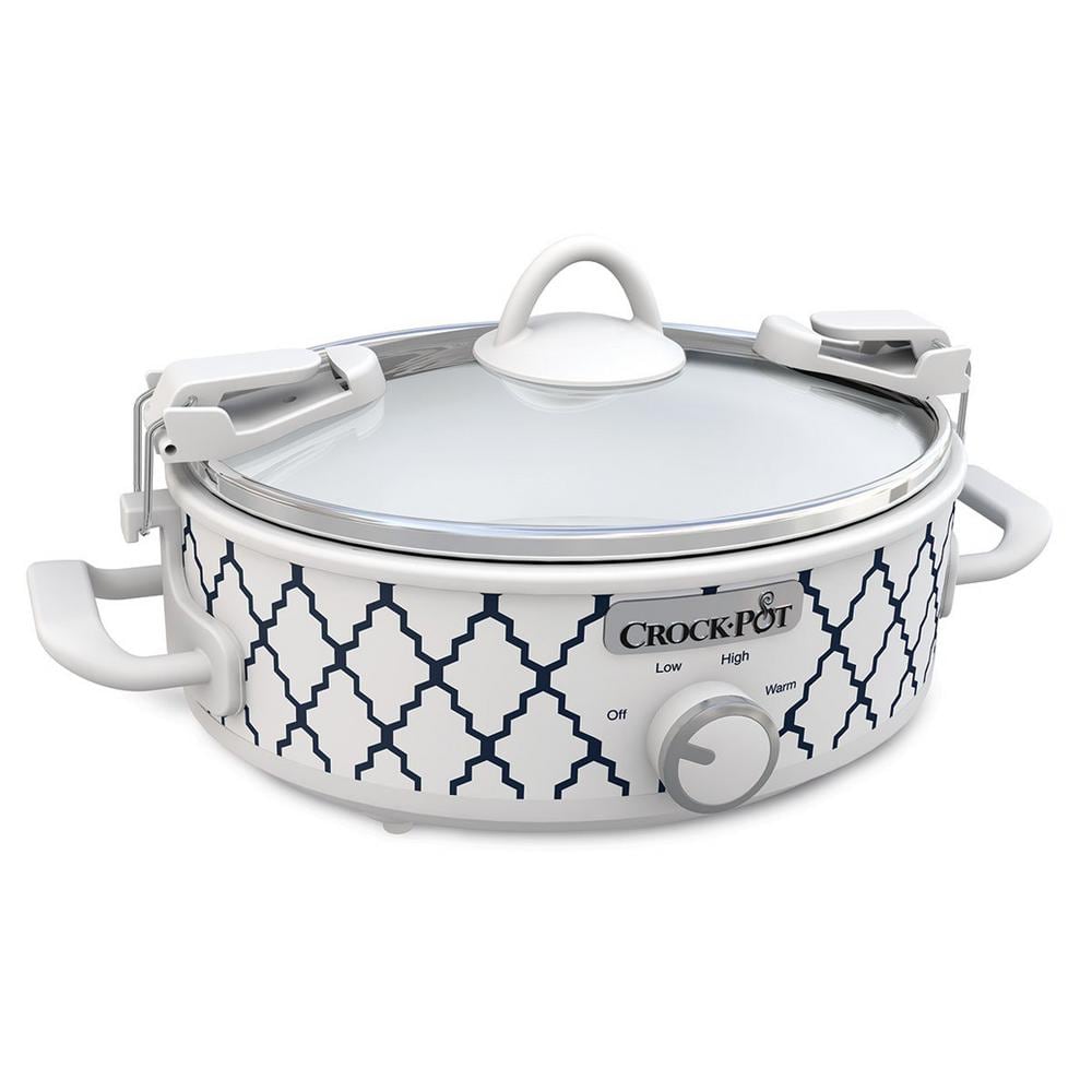 Crock-Pot Casserole Crock 2.5 Qt. White and Blue Slow Cooker with ...