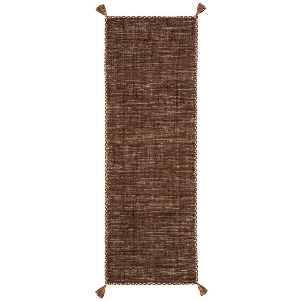SAFAVIEH Montauk Brown/Black 2 ft. x 7 ft. Border Runner Rug MTK150T-27 ...