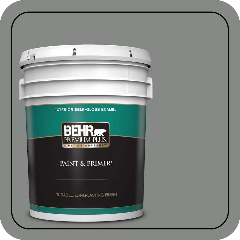 BEHR PREMIUM PLUS 5 gal. #PPU25-17 Euro Gray Semi-Gloss Enamel Exterior ...