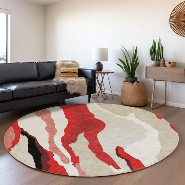Addison Rugs Mayfield Premium Machine Washable Abstract AMF1047 Red 8 ...