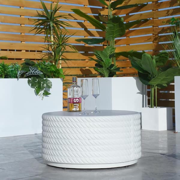 moda furnishings Lois 14 in. H Terrafab Indoor and Outdoor Use White ...