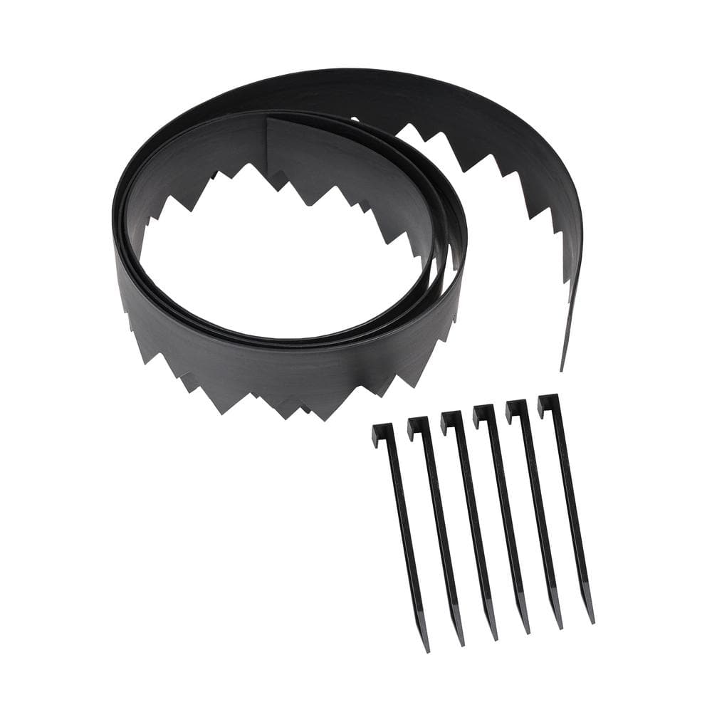 Vigoro 20 ft. L x 4.5 in. H Black Pound-In Edging Kit 3500-20HD-3 - The ...