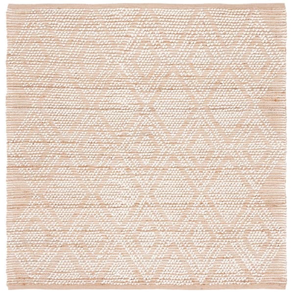 SAFAVIEH Natura 6 ft. x 6 ft. Natural/Ivory Diamond Striped High-Low ...