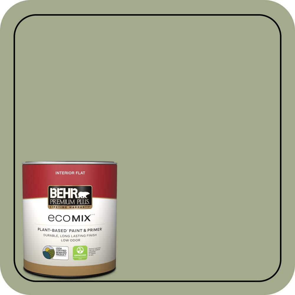 BEHR PREMIUM PLUS 1 qt. #420F-4 Sagey Flat EcoMix Plant-Based Interior ...