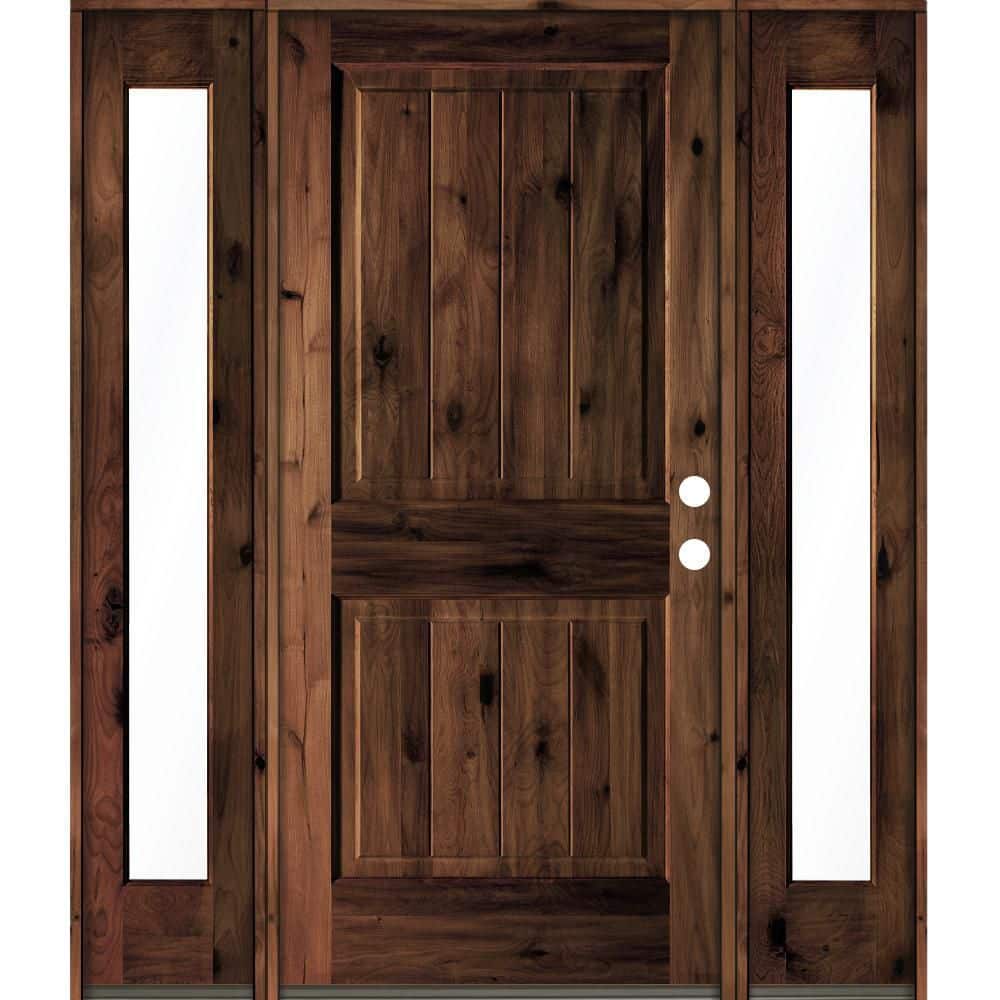 Krosswood Doors 70 in. x 80 in. Knotty Alder Square Top Left-Hand ...