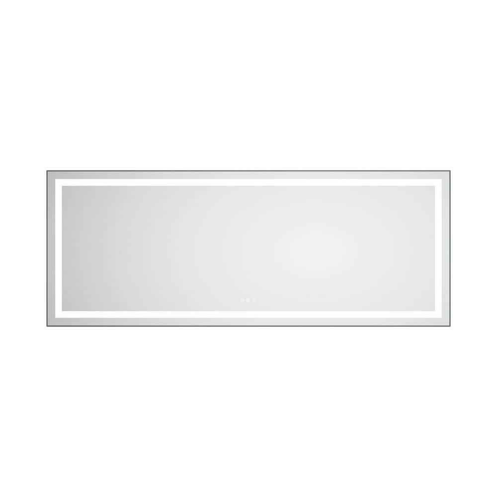 LIVACA 72 in. W x 28 in. H Rectangular Aluminum Frameless LED Anti-Fog ...