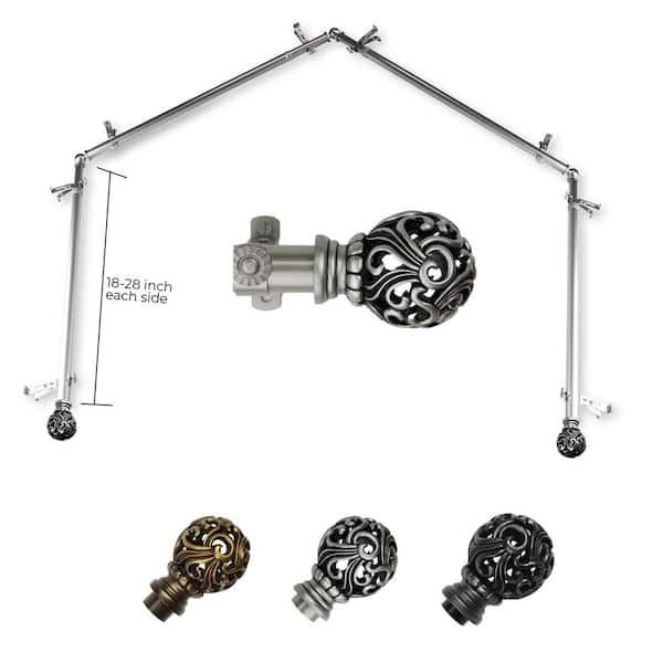 Rod Desyne 13/16" Adora 4-Sided Bay Window Curtain Rod (18-28 inch each ...