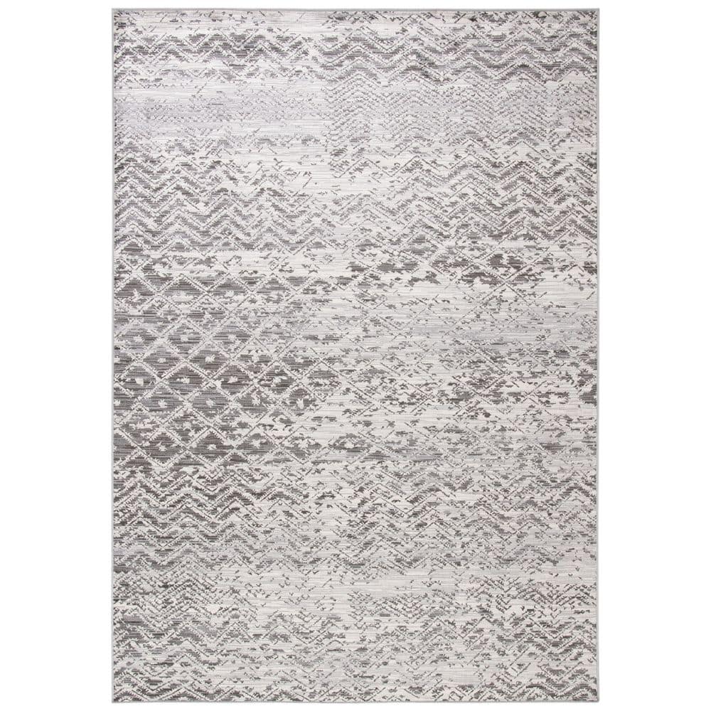 SAFAVIEH Atlas 3 ft. x 5 ft. Charcoal/Gray Chevron Distressed Area Rug ...