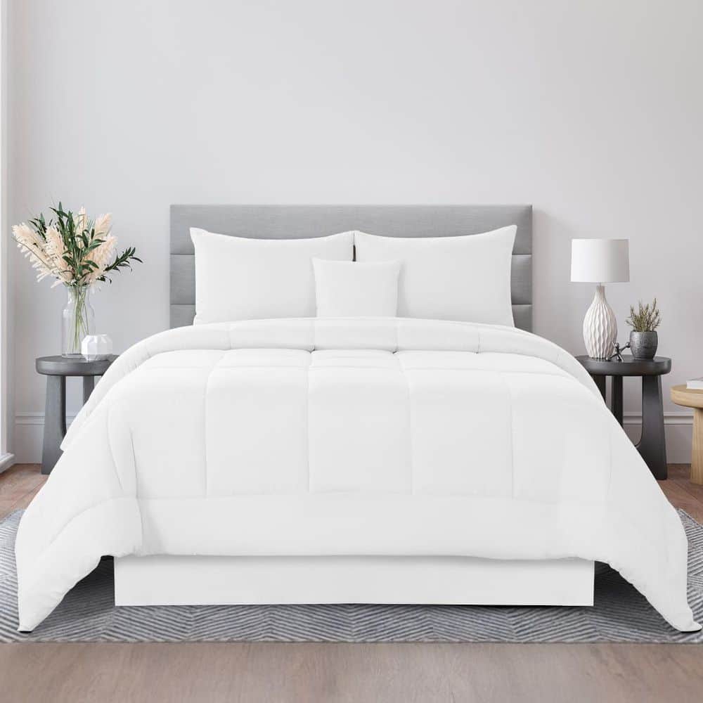 LDC LUX DECOR COLLECTION 5-Piece Medium Warmth Reversible Solid White ...