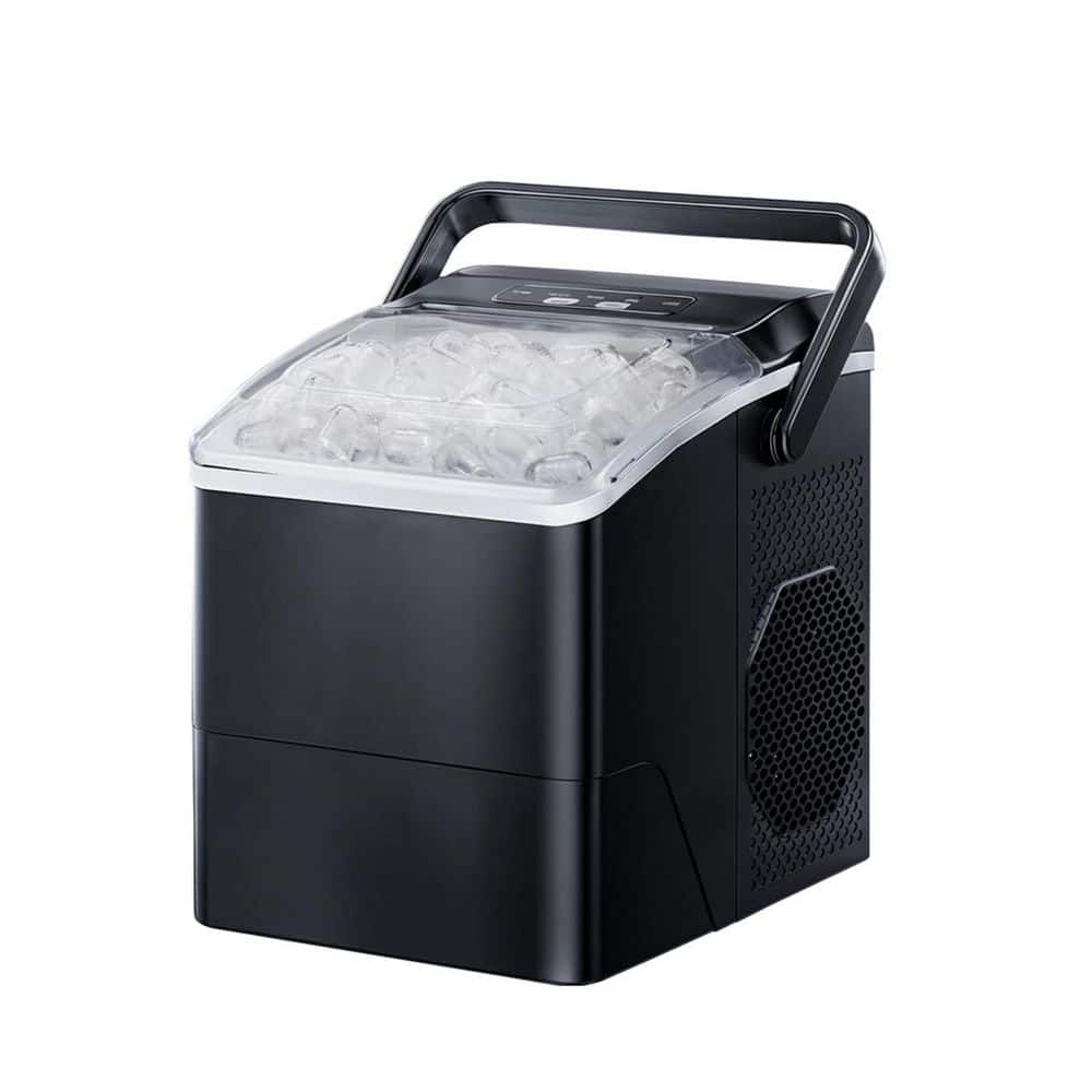 Numhew 9.3 in. 26 lb. Countertop Portable Ice Maker in Black with ...