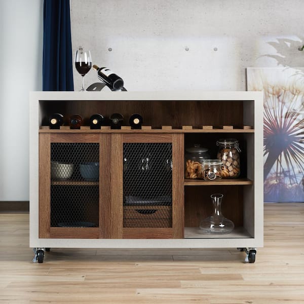 Slatted cabinet wine server store