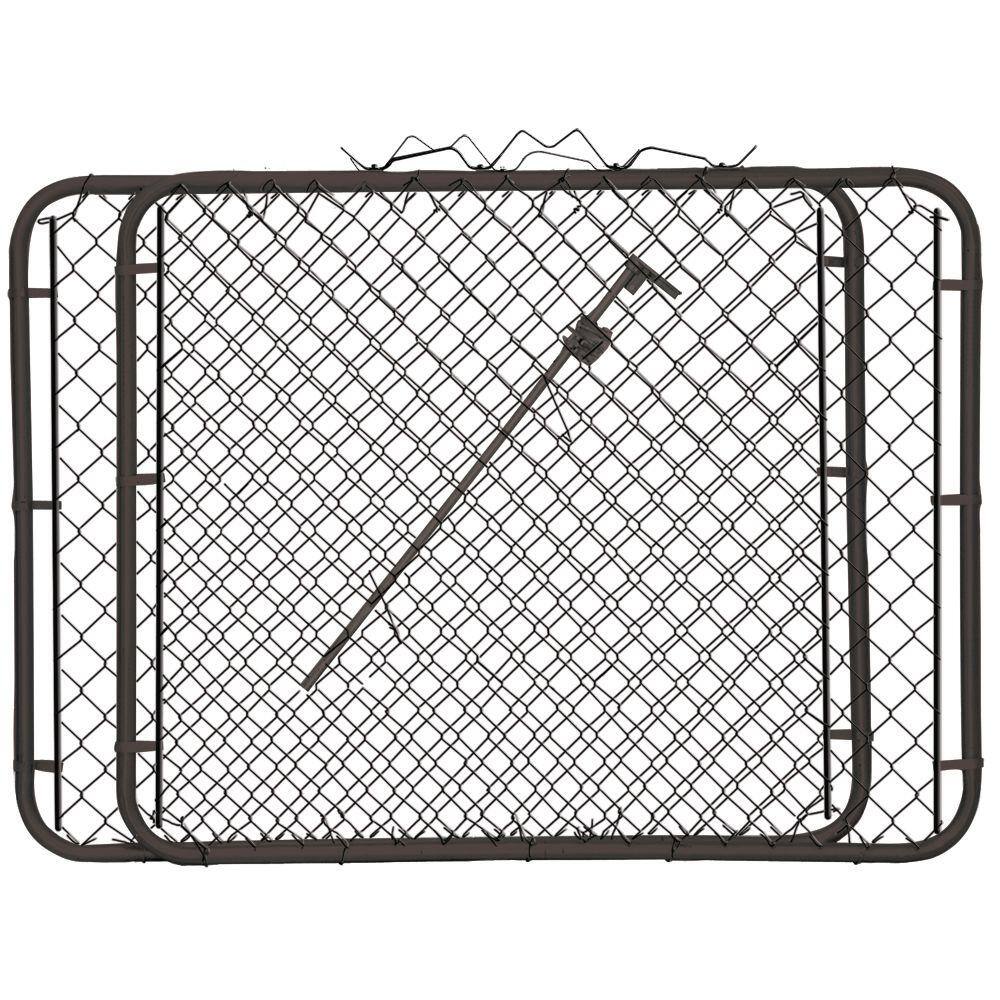 YARDGARD 5 ft. x 4 ft. Composite Black Steel Double-Drive Chain Link ...