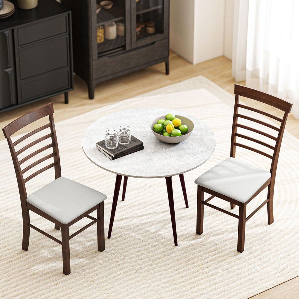 HOMCOM Wooden Dining Chairs (Set of 2) Farmhouse Upholstered Kitchen ...