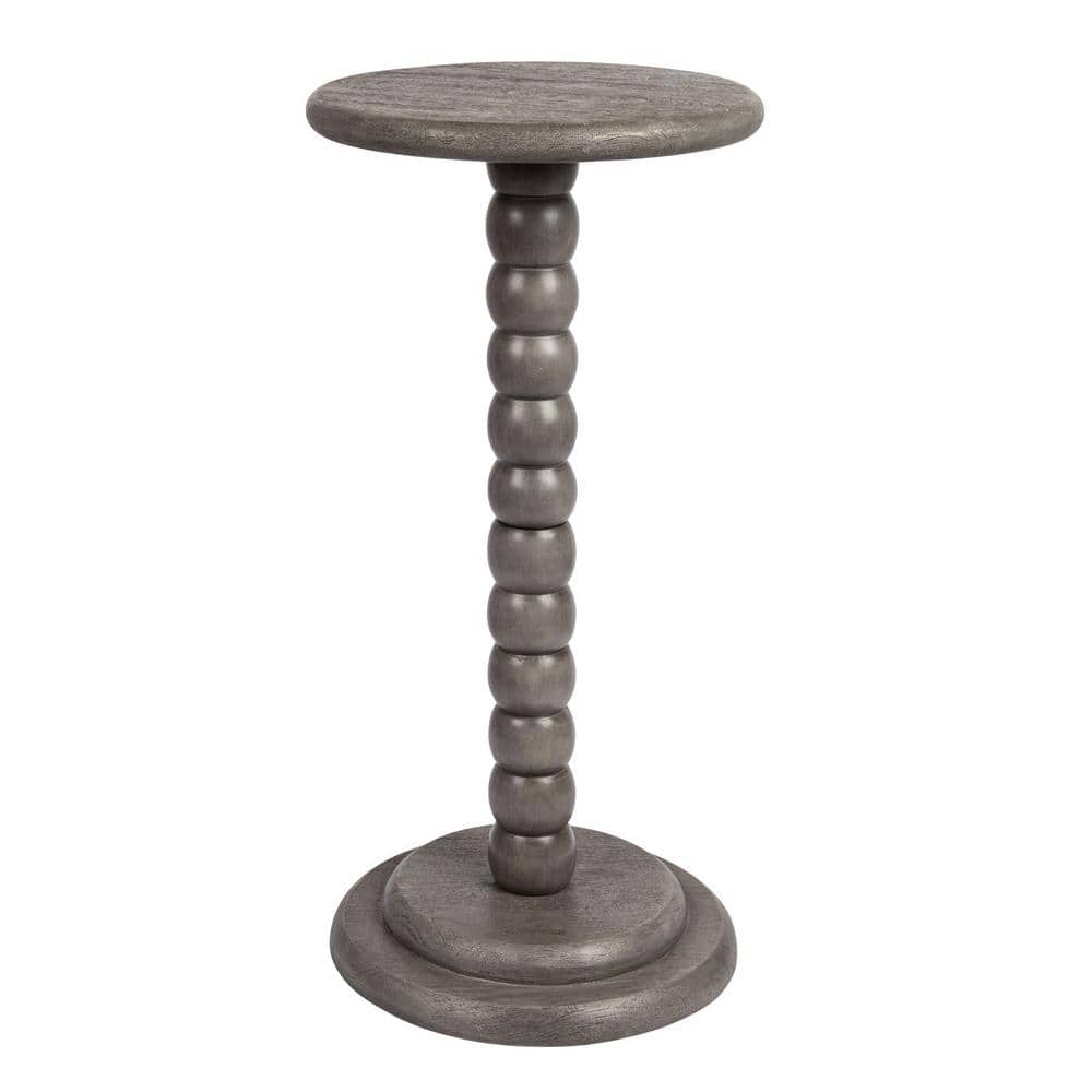 Storied Home Stacked 12 in. Dove Grey Ball Spindle Round Wood End Table ...