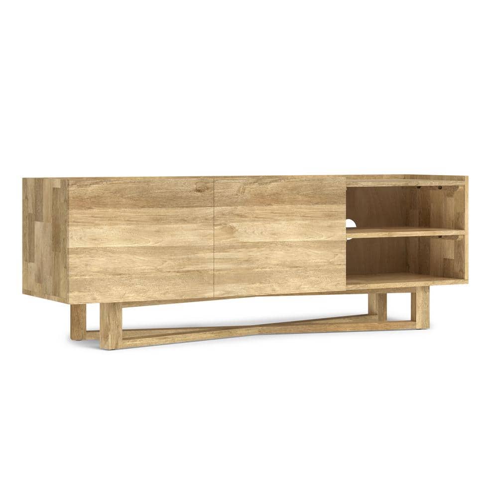 Simpli Home Harrow Natural TV Media Stand for TVs up to 65 in. AXCHAR ...