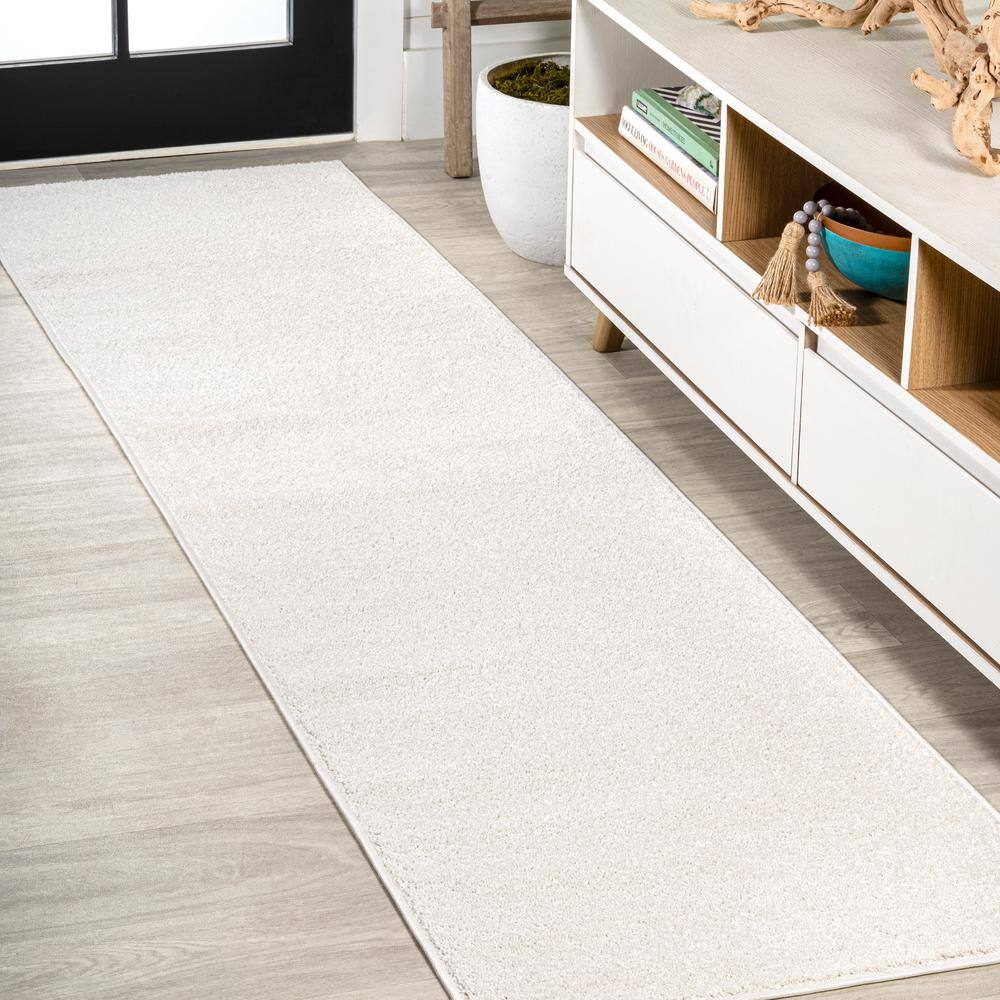 JONATHAN Y Haze Solid Low-Pile Cream 2 ft. x 16 ft. Runner Rug SEU100T ...