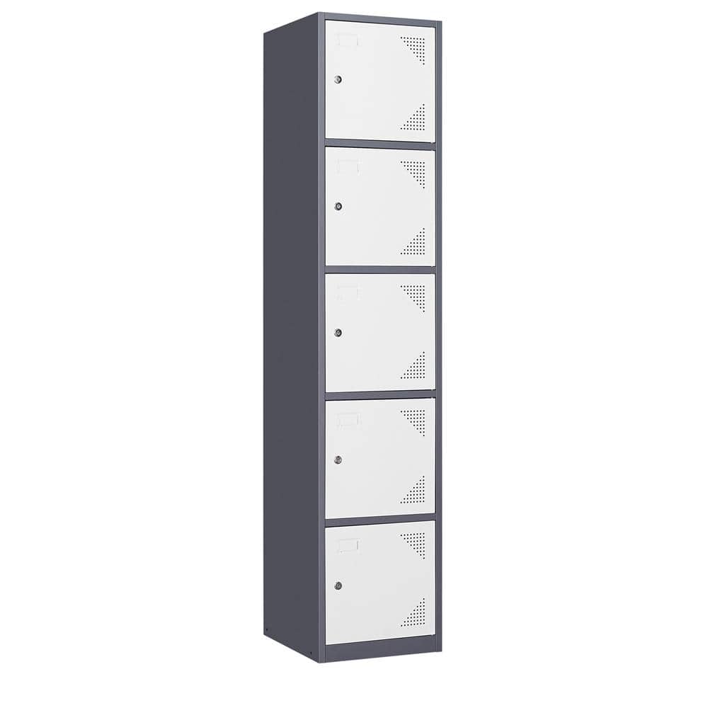 Mlezan 5-Tier Metal Locker with Keys for Employees Staff Gym 17 in. D x ...