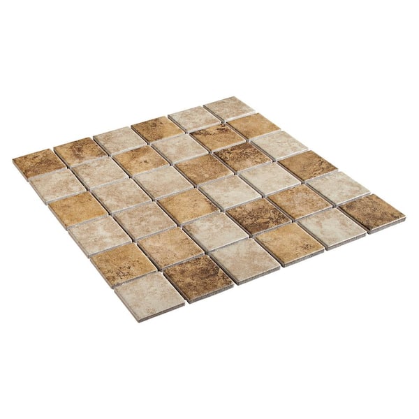 Daltile Rio Mesa Desert Sand 4 in. x 4 in. Glazed Ceramic Mosaic Sample ...