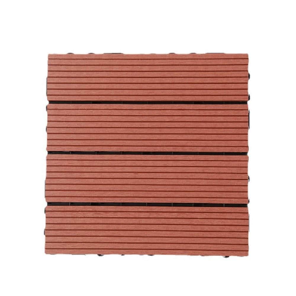Pro Space 1 ft. W x 1 ft. L Composite Wood Interlocking Deck Tiles ...