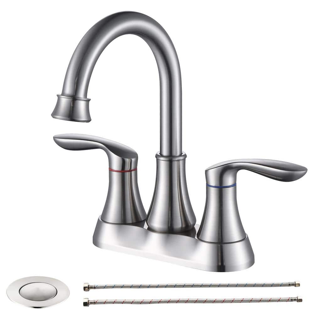 Tahanbath 4 in. Centerset 2-Handle 360-Degree High Arc Swivel Spout ...